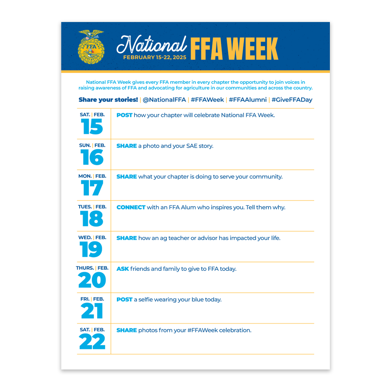 2025 FFA Week Activity Schedule Poster – FFA Store